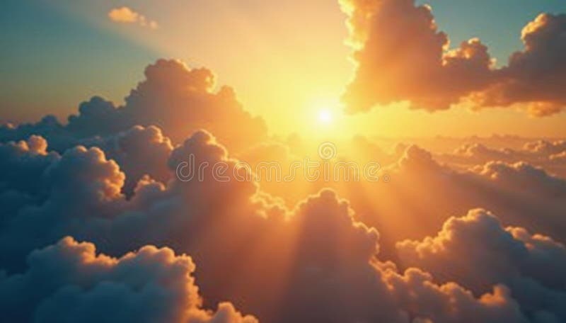 Golden Light Rays Burst through Clouds, Ethereal Glow , Light Rays ...