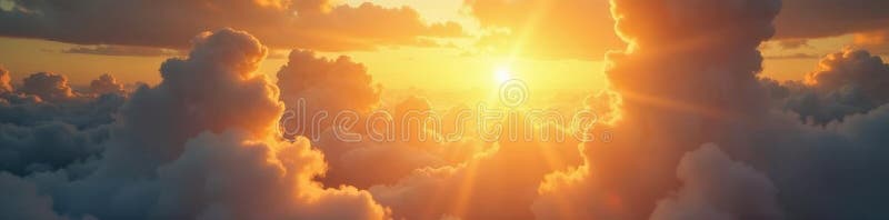 Golden Light Rays Burst through Clouds, Heavenly Scene, Spiritual ...