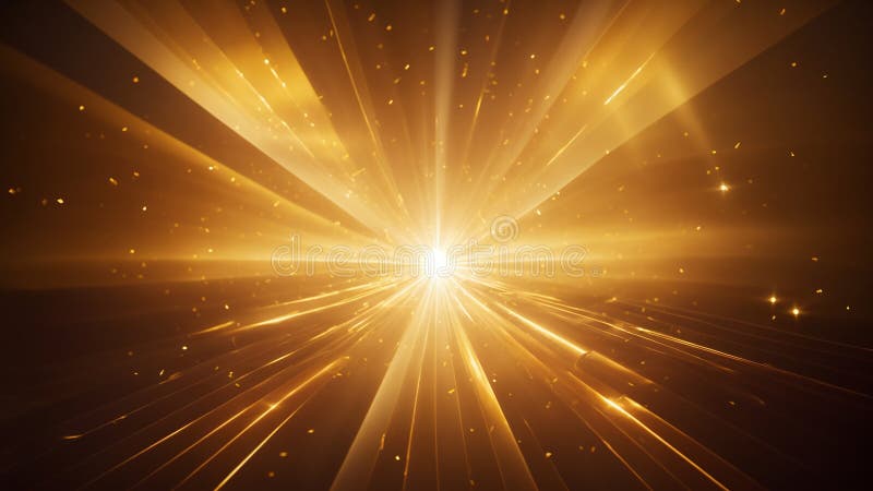 Golden Light Rays Effect with Geometric Shapes Stock Illustration ...