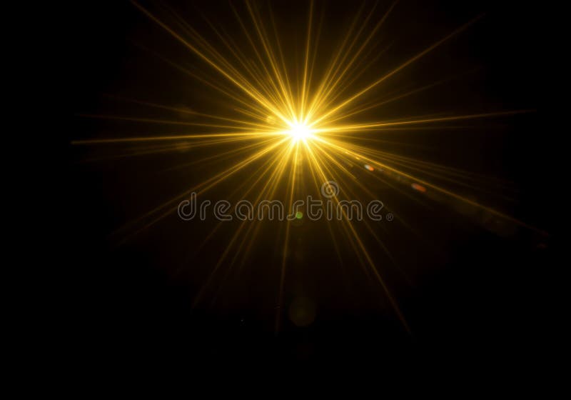 Golden Light Rays Exploding from Bright Star Dramatic Lens Flare ...