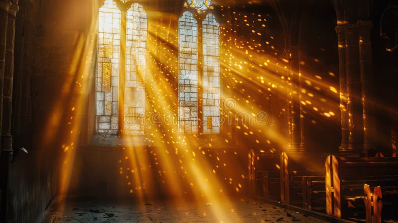 Golden Light Rays Falling through a Big Church Window Created with ...