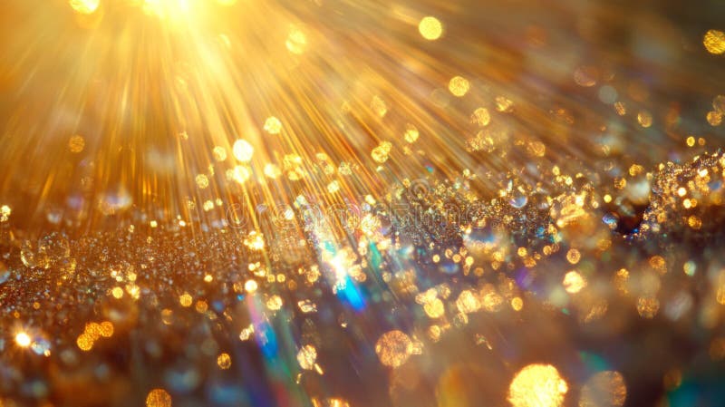 Golden Light Rays Illuminate Sparkling Surface Stock Illustration ...