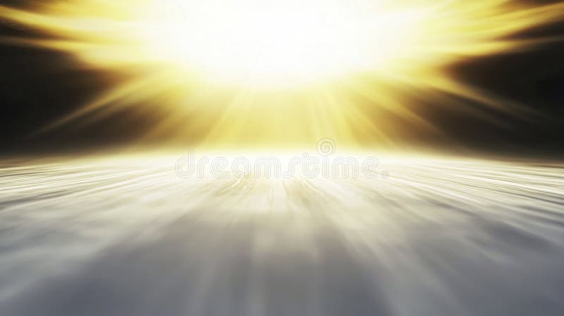 Golden Light Rays Illuminating Ethereal Gray Landscape Stock ...