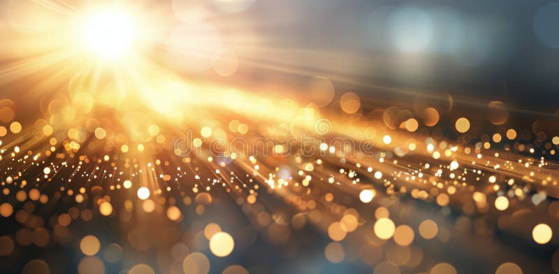 Golden Light Rays Illuminating a Sparkling Surface at Sunset Stock ...