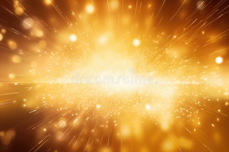 Golden Light Rays and Particles Stock Illustration - Illustration of ...