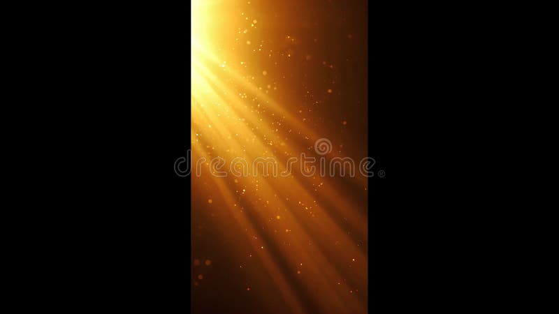 Golden Light Rays and Particles Rising Abstract Background with ...