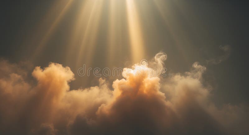 Golden Light Rays Streaming through Dark Smoky Atmosphere with Dramatic ...