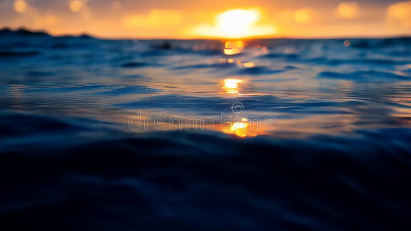Golden Light Reflections on Ocean Waves at Sunset. Golden Light ...
