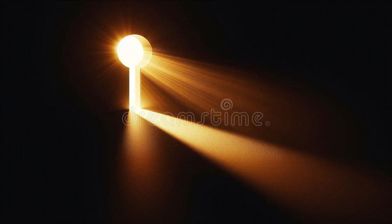 Golden Light Shining through Keyhole Creates Dramatic Effect Stock ...