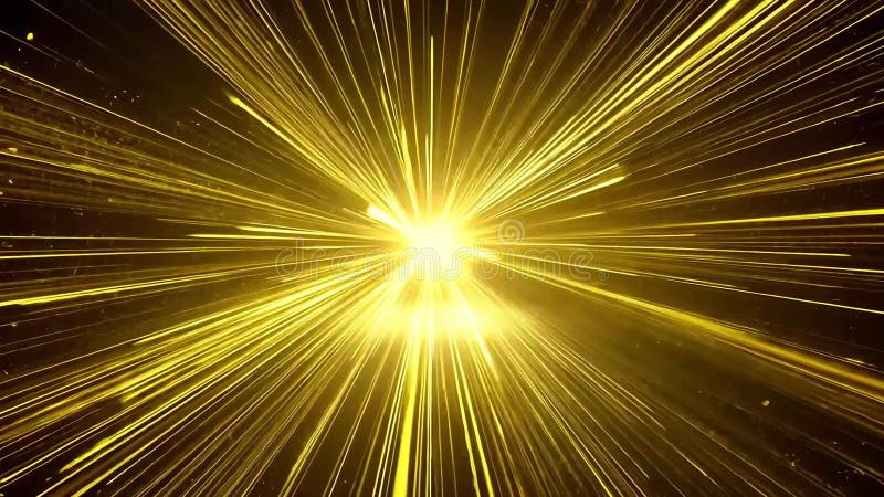 Golden Light Streaks Burst from Central Bright Core on Dark Background ...