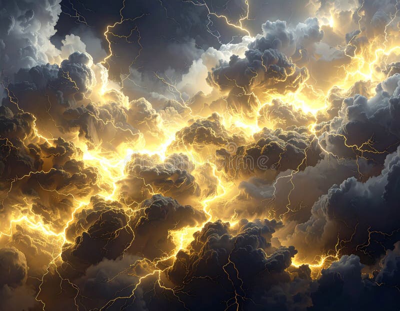 Golden Light Streaks through Dramatic Gray Storm Clouds in an ...