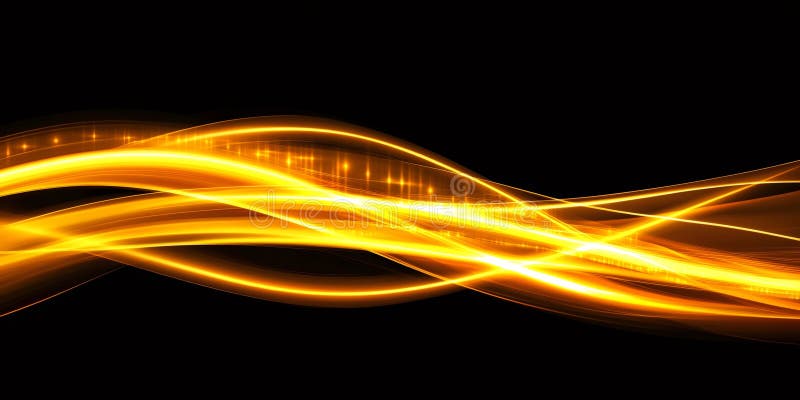 Golden Light Streams Curving Dynamically Across Dark Backdrop ...