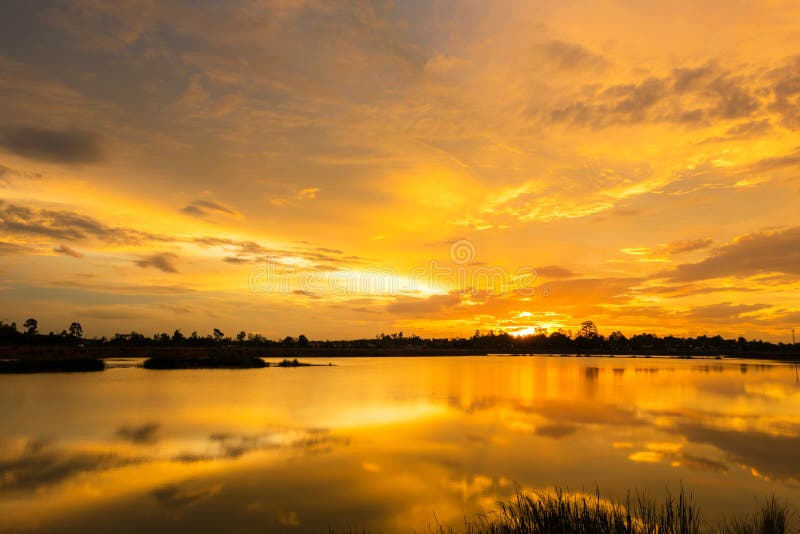 Golden light with sunset stock photo. Image of reflection - 67398648