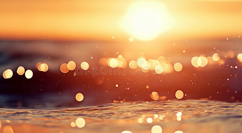 The Golden Light of Sunset is Reflected on the Texture of Ocean Waves ...