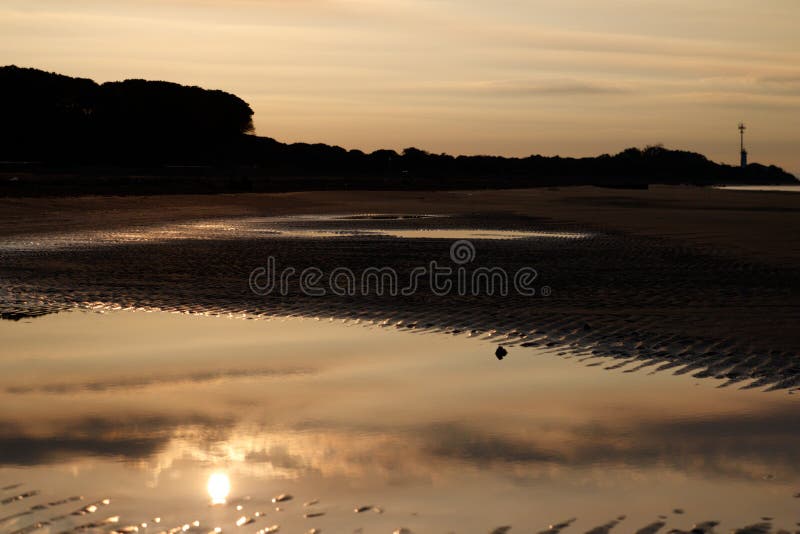 Golden Light Sunset Reflecting on Water Surface Stock Image - Image of ...