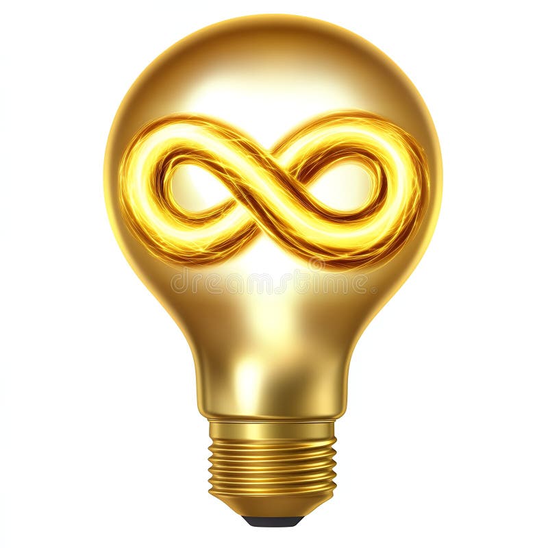 Golden Lightbulb with Glowing Infinity Symbol Endless Ideas Concept ...