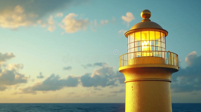 Golden Lighthouse stock illustration. Illustration of california ...