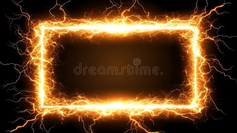 A Golden Lightning Bolt Frame Background Image Stock Image - Image of ...