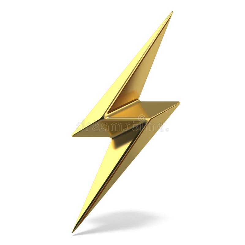 Golden Lightning Double Symbol Two Sides Sharp 3D Stock Illustration ...