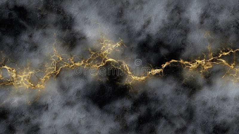 Golden Lightning Streak among Dark Clouds Creates Dramatic Visual ...