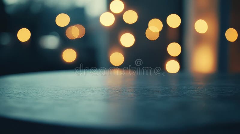 Golden Lights Above Polished Surface Dreamy Bokeh Backdrop Stock Image ...