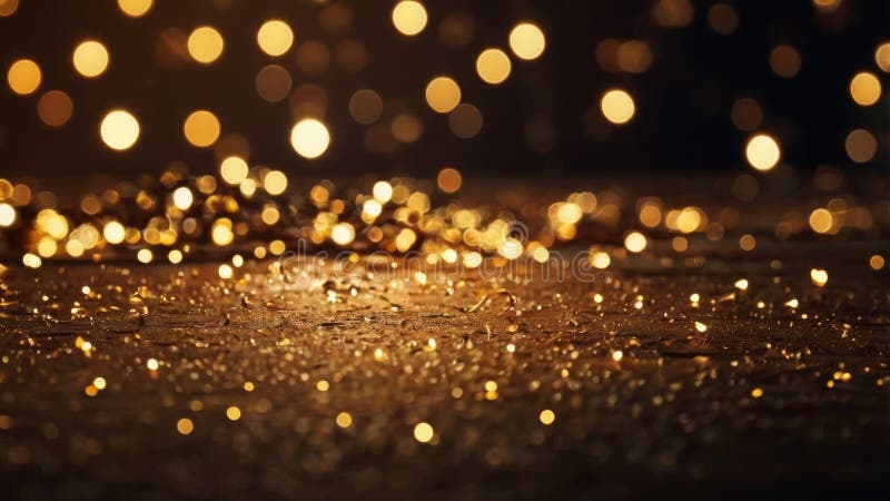 Golden Lights Sparkle on a Dark Background Stock Illustration ...