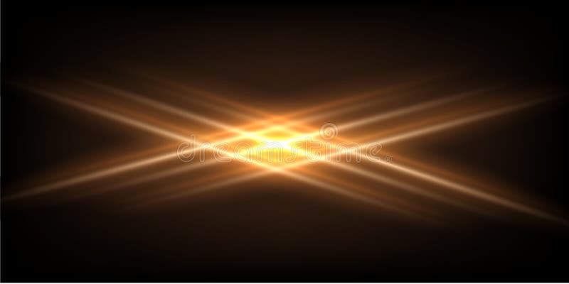 Golden Line Elements and Lights Effects on Black Background. Abstract ...