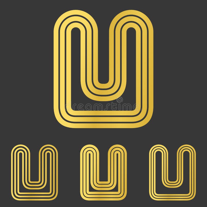 Golden Line U Logo Design Set Stock Vector - Illustration of emblem ...
