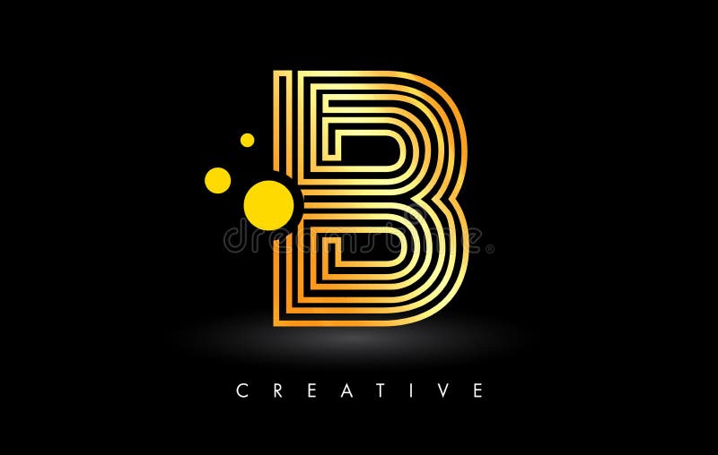 Golden Lines B Letter Logo Letter Made of Lines. Monogram Style Letter ...