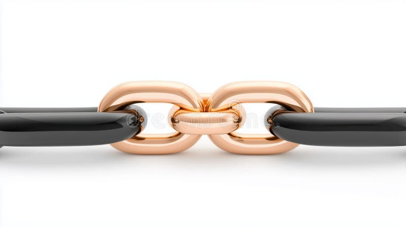 Golden Link Connecting Two Black Chain Segments Symbolizes Unity Stock ...