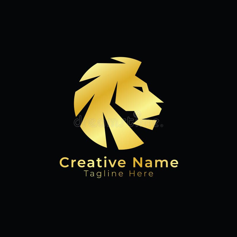 Golden Lion Head Logo Side View Template Vector Eps File Stock Vector ...