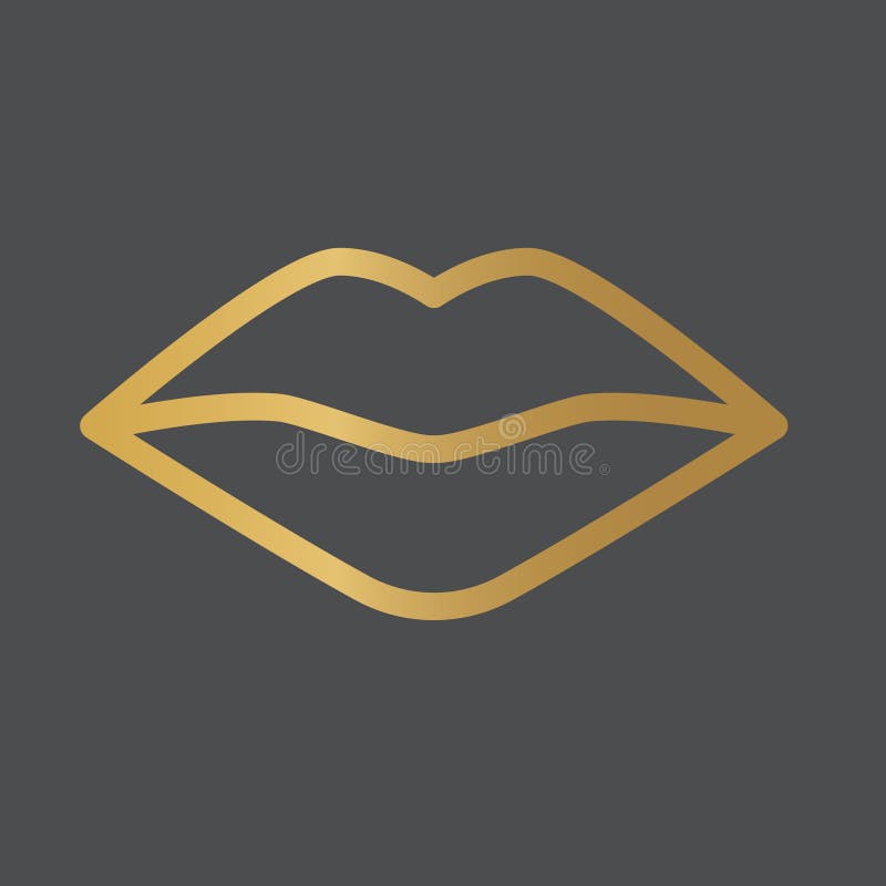 Golden Lips Isolated on White Background. Shiny Gold Glitter Lip Icon ...