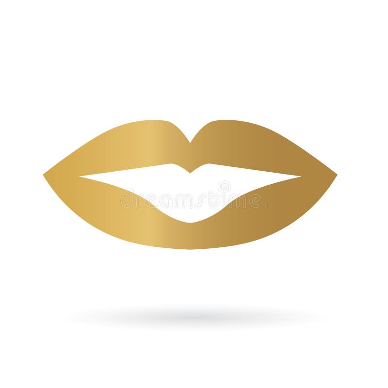Golden Lips Isolated on White Background. Shiny Gold Glitter Lip Icon ...