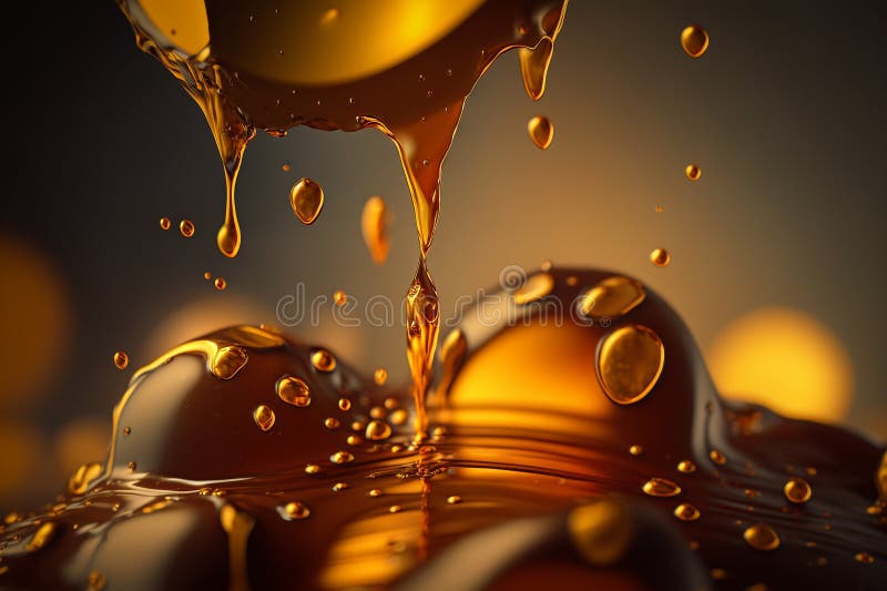 Golden Liquid with Air Bubble Flows Down Generative Ai Stock ...