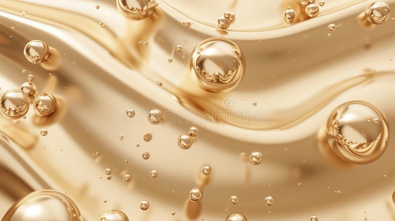 Golden Liquid Bubbles Floating in Viscous Fluid Texture Background ...