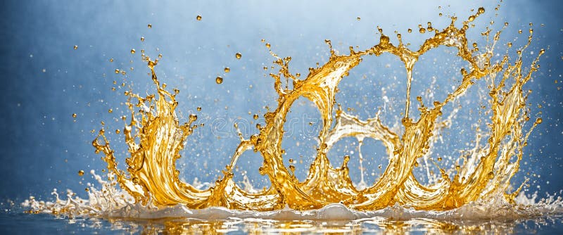 Golden Liquid Crown Splash on a Blue Background Stock Illustration ...