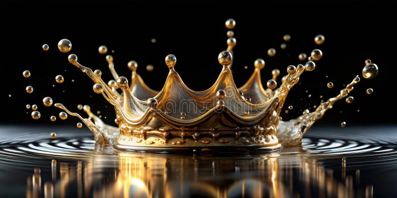 Golden Liquid Crown Splash a Regal Display of Fluid Dynamics and ...