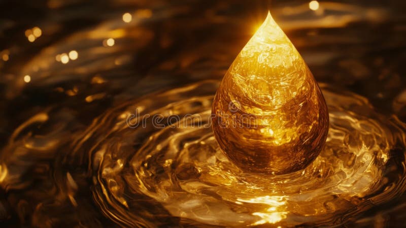 Golden Liquid Drop Falling into Golden Water Stock Photo - Image of ...