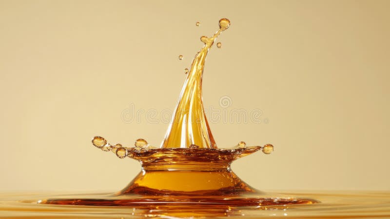 Golden Liquid Drop Splash on Beige Background Stock Illustration ...