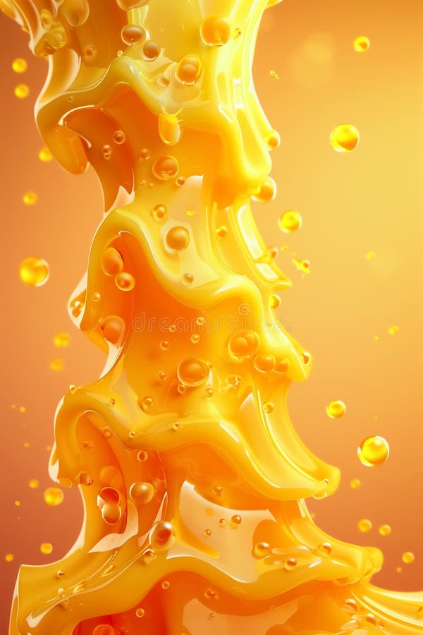 Golden Liquid Flows with Bubbles, Creating Vibrant and Dynamic Visual ...