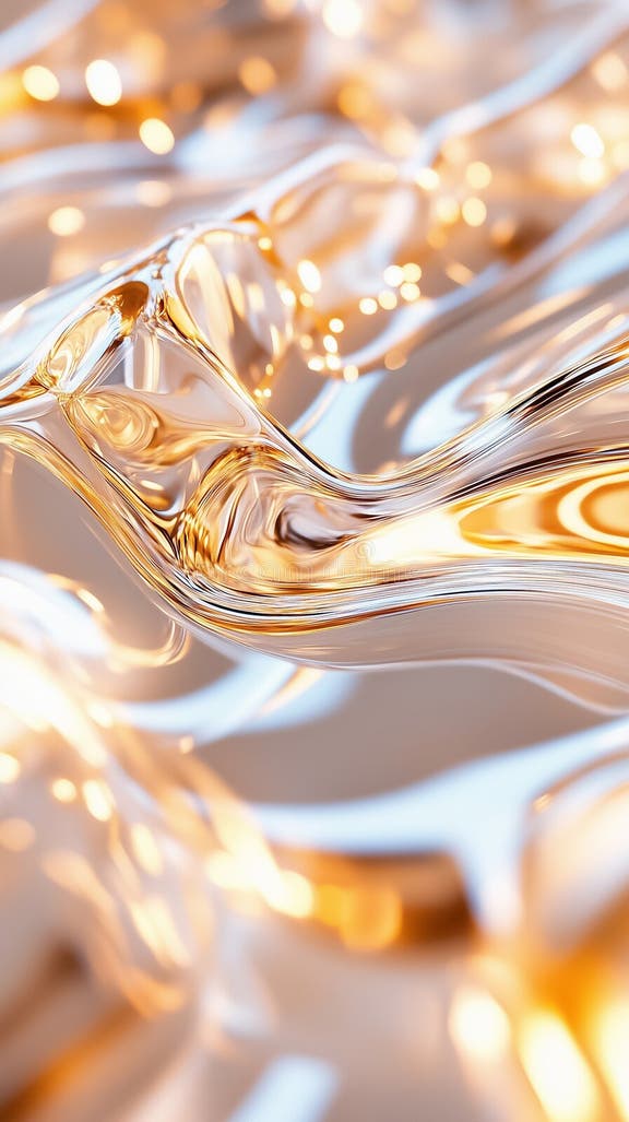 Golden Liquid Flows Smoothly, Creating Shimmering Reflections in a Soft ...