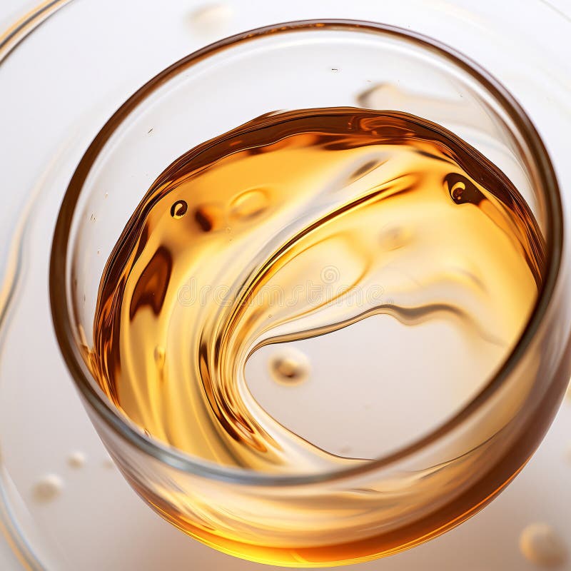 Golden Liquid in a Glass on a White Surface Macro - AI Generated Stock ...
