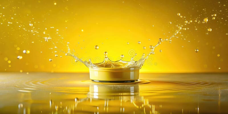 Golden Liquid Impacting a Small Vessel, Creating a Stunning Crown ...
