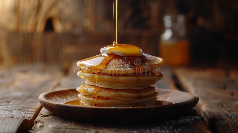 Golden Liquid Maple Syrup Cascades Down Forming a Sweet Stock ...
