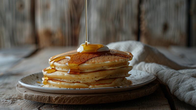 Golden Liquid Maple Syrup Cascades Down Forming a Sweet Stock ...