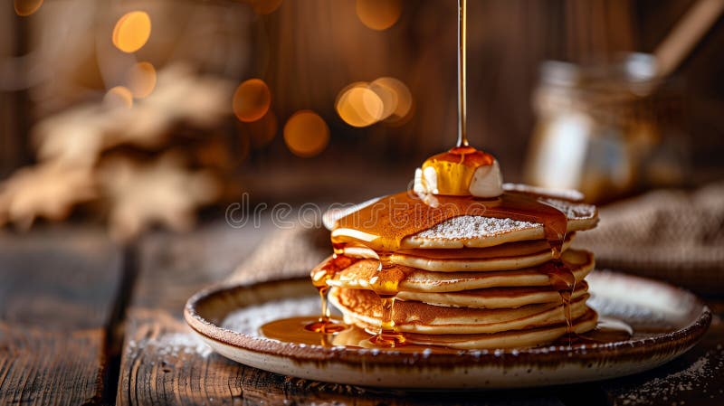 Golden Liquid Maple Syrup Cascades Down Forming a Sweet Stock ...