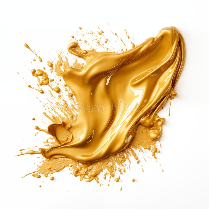 Golden Liquid Paint Splatter on White Background, Capturing Movement ...