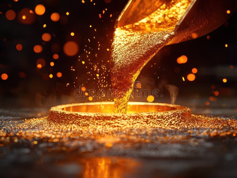 Golden Liquid Pouring from a Bottle Capturing Light and Creating a ...