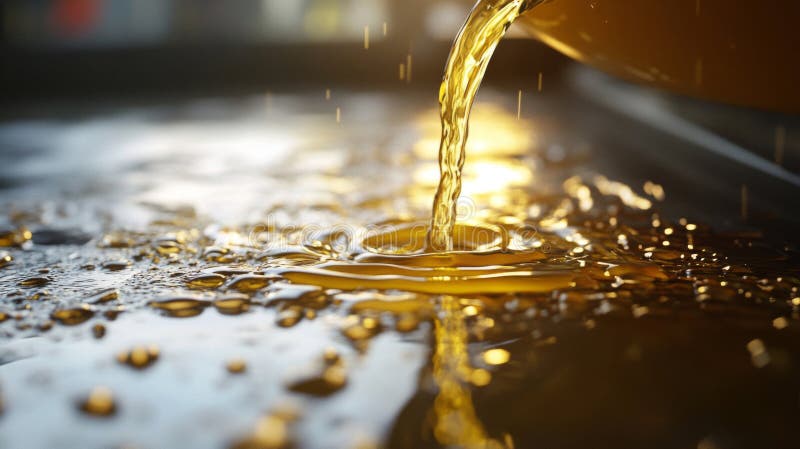 Golden Liquid Pouring into a Dark Surface Stock Illustration ...