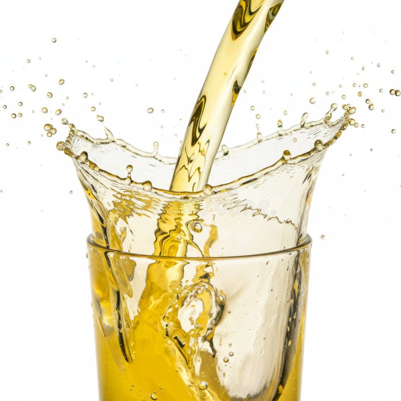 Golden Liquid Pouring into Glass with Splash Stock Illustration ...
